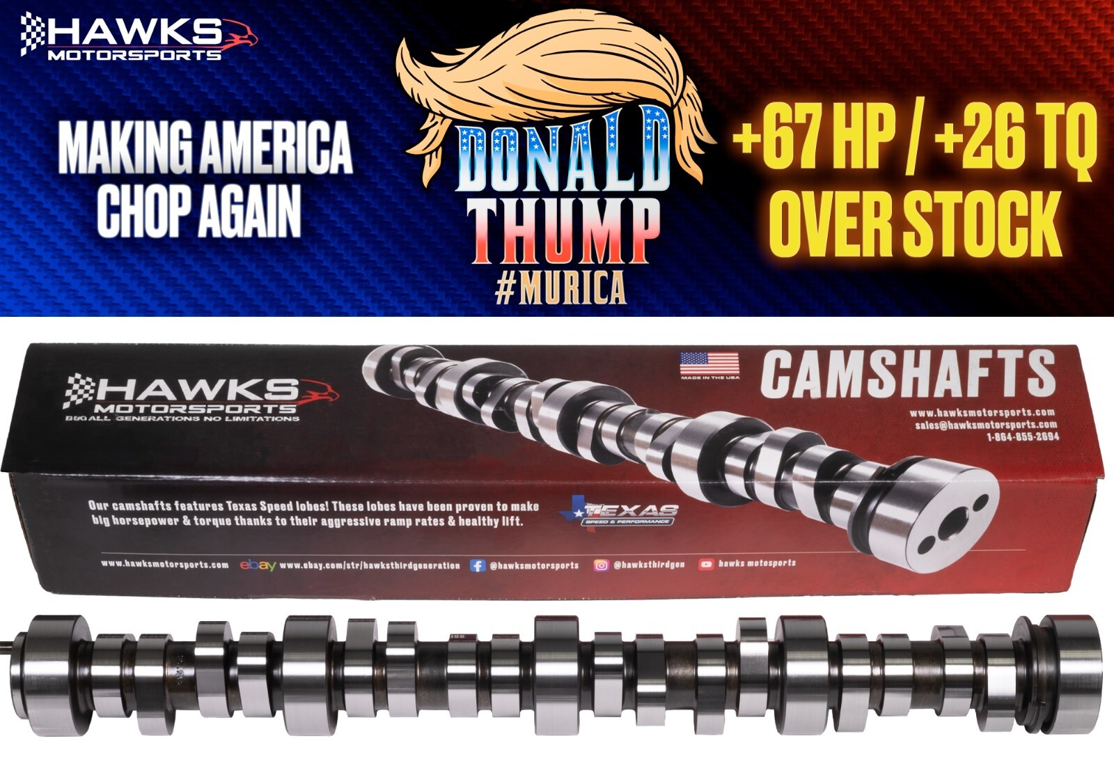 Hawks Donald Thump LS Truck Cam Camshaft 214/224 .550"/.550" 108 LSA 5 ...