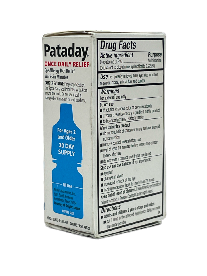 Pataday Eye Allergy Itch Relief(2.5ml / 0.085fl.oz) Brand New As See In ...