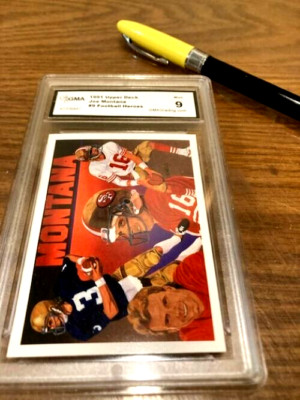 1991 UPPER DECK JOE MANTANA #9 FOOTBALL HEROES GMA MINT 9 and bonus ...