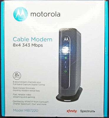 MOTOROLA 8X4 CABLE MODEM, MODEL MB7220, 343 MBPS DOCSIS 3.0 ...