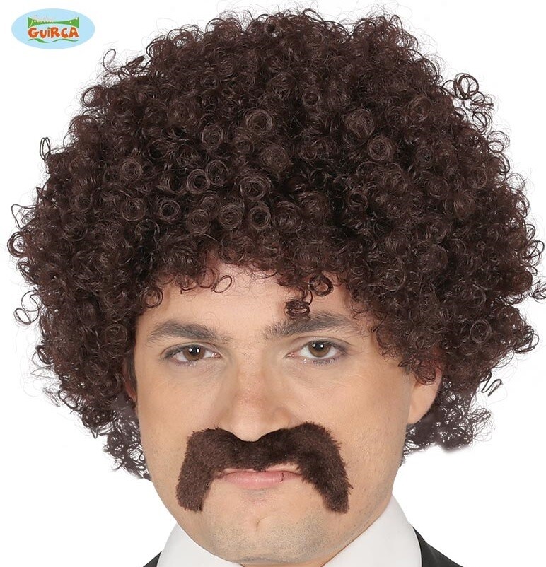 1970s 1980s Fancy Dress Wig & Tash Set Retro 118 Man Kit Scouser Wig ...