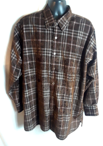 Gachu Shirt XL Men Brown Multicolor Check Thin Wale Corduroy Roll Tab ...