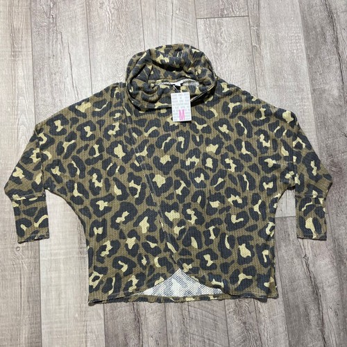 LuLaRoe Medium Kristen Cheetah Cowl Neck Pullover Olive Green Gray ...