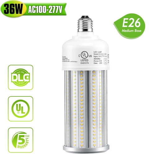36W LED Corn Light Bulb E26 Standard Base Warehouse Workshop High Bay ...