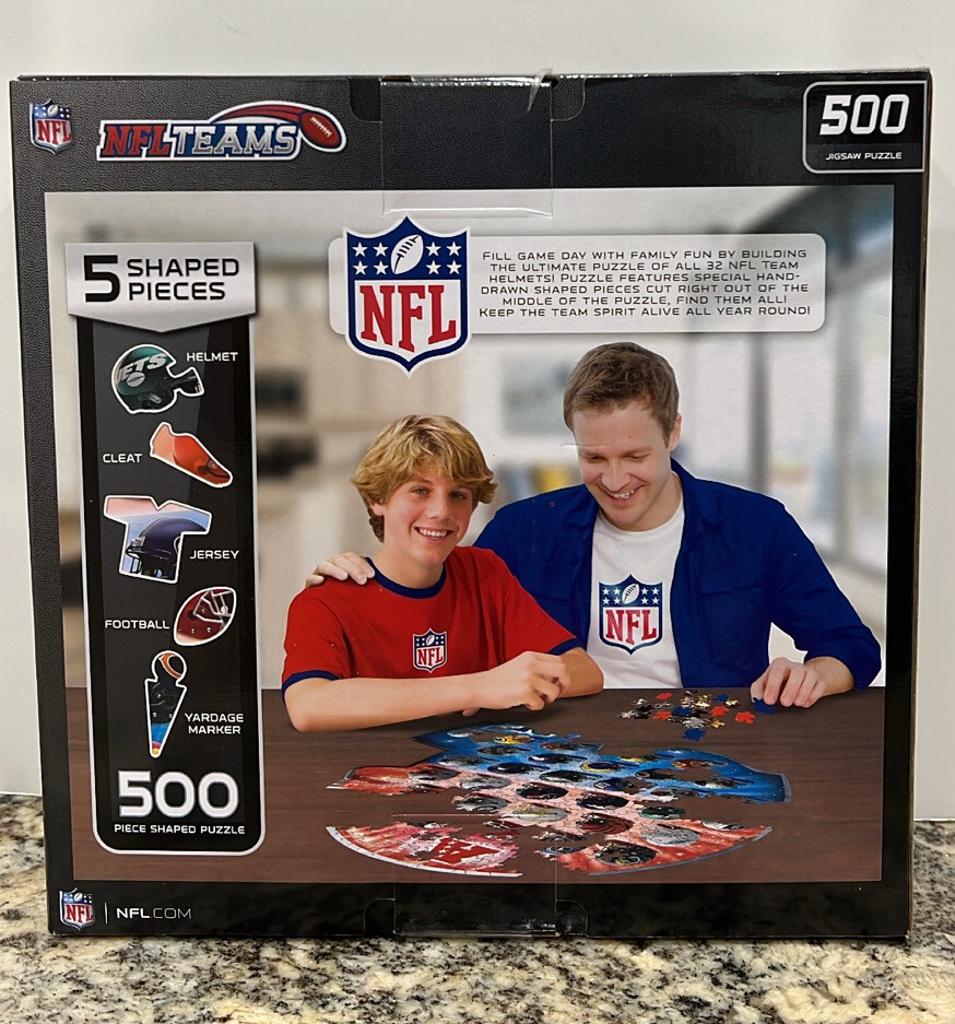 NFL Teams Helmet Shaped 500 Piece Puzzle Cleat/Jersey/Football Shape ...