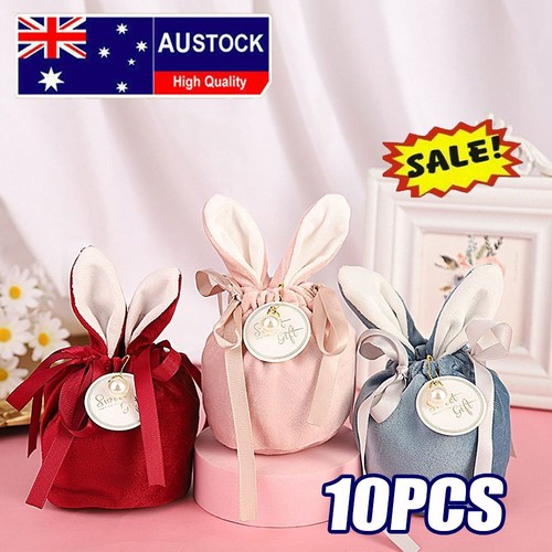 10x Pouch Candy Bunny Easter Jewelry Organizer Rabbit Wedding Gift ...