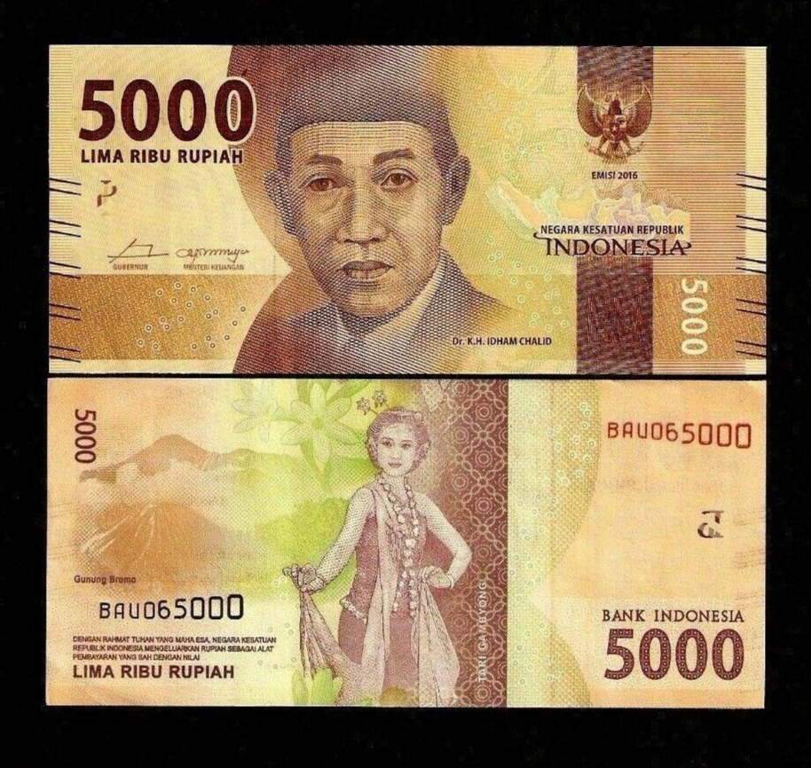 Indonesia 5000 RUPIAH P-156 2016 x 1 Pcs UNC World Currency Indonesian ...