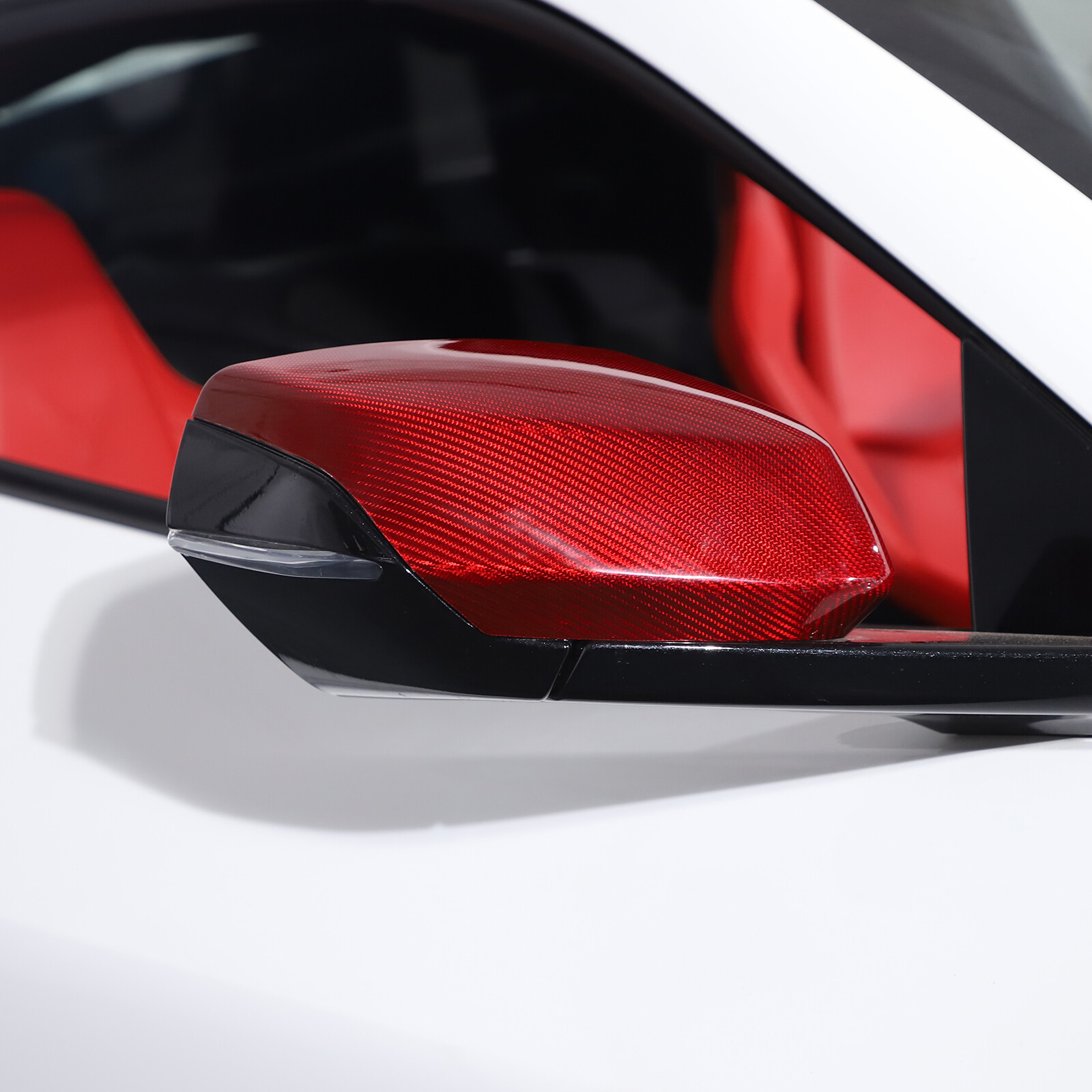Red Real Carbon Fiber Side View Mirror Overlay Trim Fits Corvette C8 ...