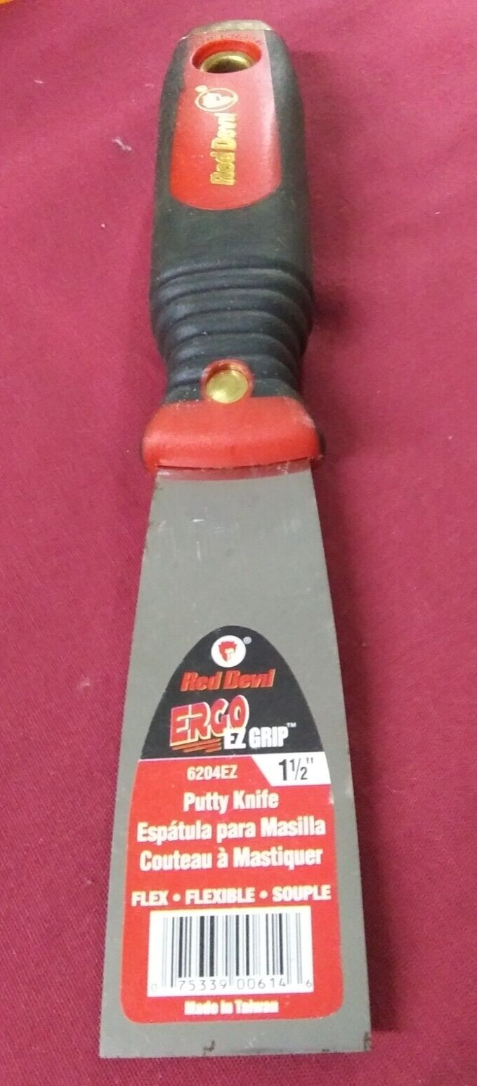 RED DEVIL 6204EZ PUTTY KNIFE ERGO EZ GRIP HANDLE METAL BLADE FLEXIBLE ...