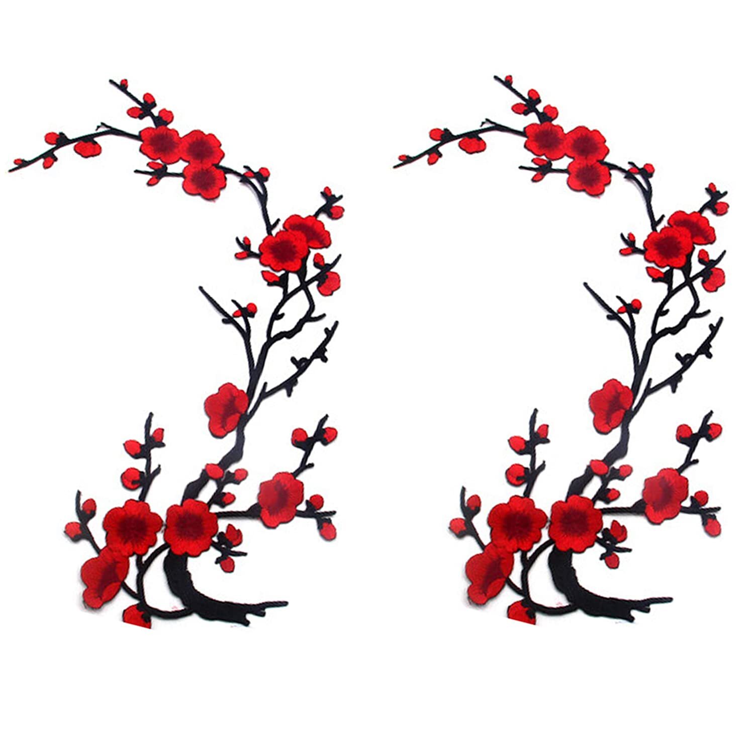 Iron on Patches Embroidery Flowers 2PCS Plum Blossom Patch | eBay