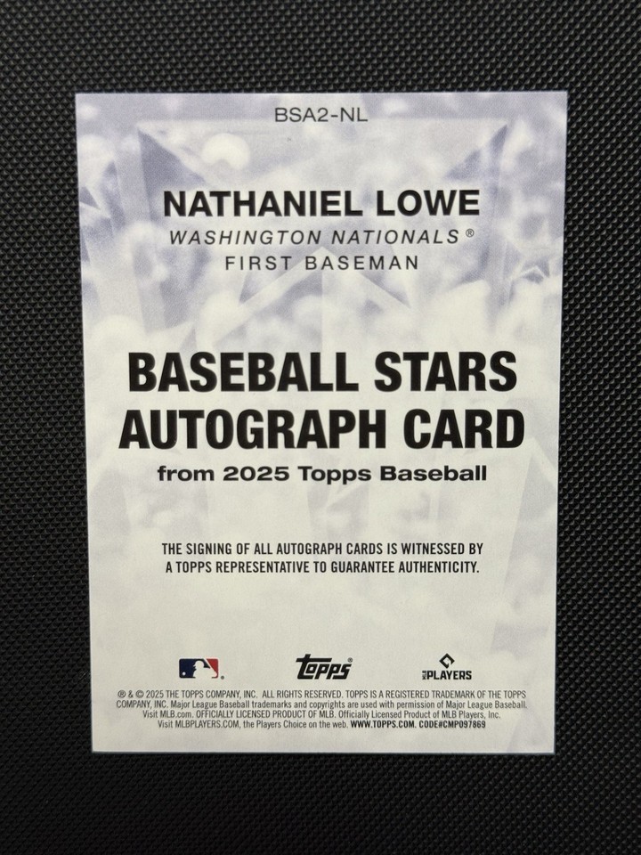 2025 Topps Series 2 Nathaniel Lowe Baseball Stars Blue Auto /150 ...