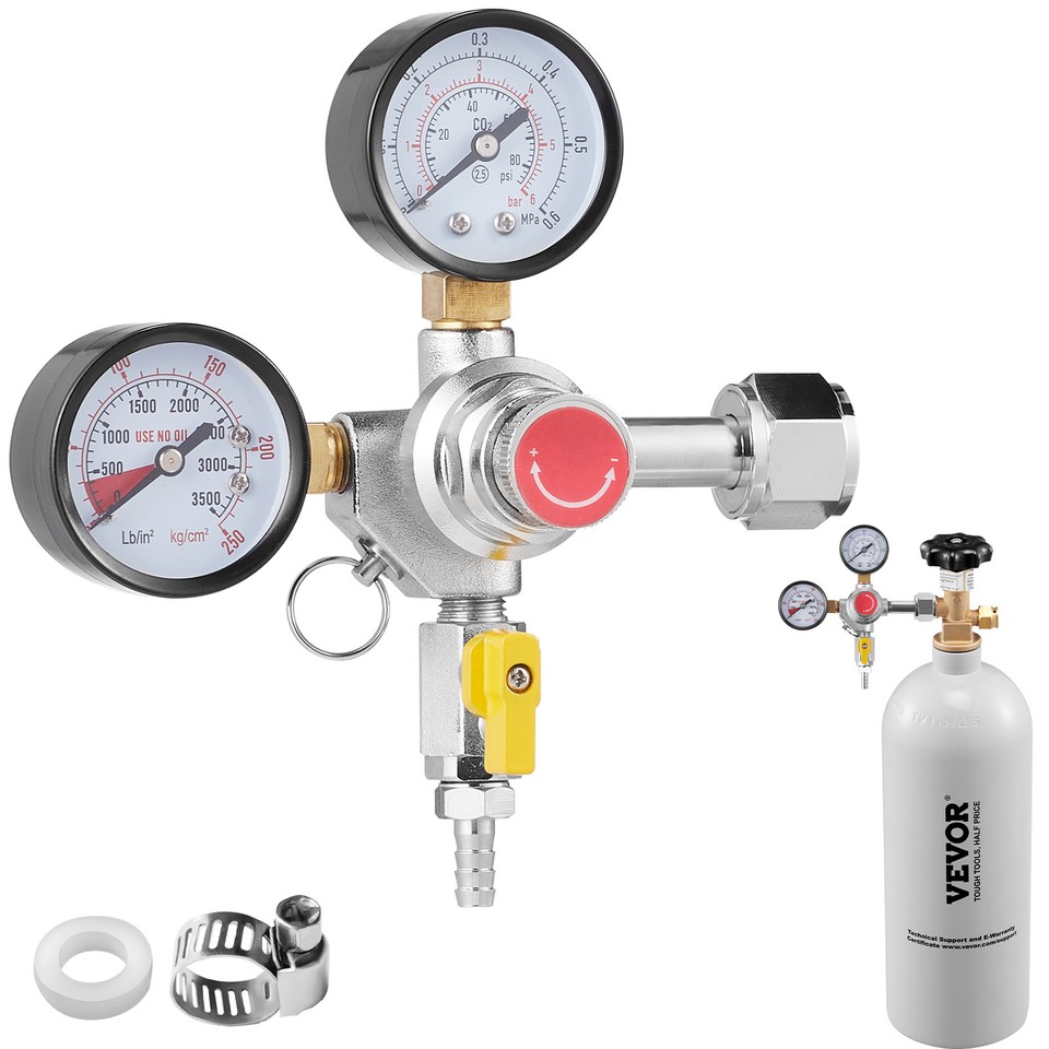 5/10/15/20 Lbs CO2 Tank Aluminum CO2 Regulator Gauge with Check Valve ...