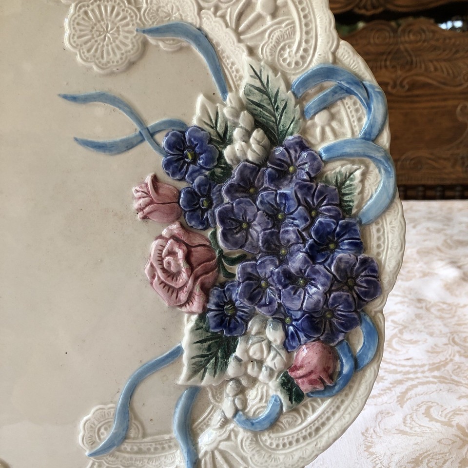 FITZ and FLOYD Classics 1993 Victorian Lace Platter Blue Hydrangeas 13 ...