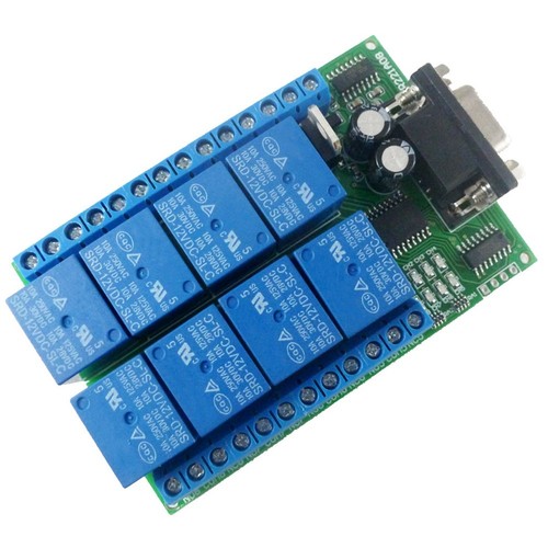 DC 12V 8 CH RS232 Relay Board PC USB UART DB9 Remote Control Switch for ...