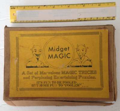 Rare Vintage 1930's ? MIDGET MAGIC Set Of Tricks TEN CARD-COIN BOX ...