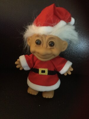 Santa Troll Doll Vintage Russ Christmas Holiday Doll Figure 5" Label ...