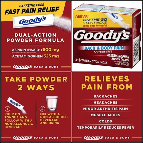 Goody's Back and Body Pain Relief Powder, Dissolve Packs, 24 Individual ...