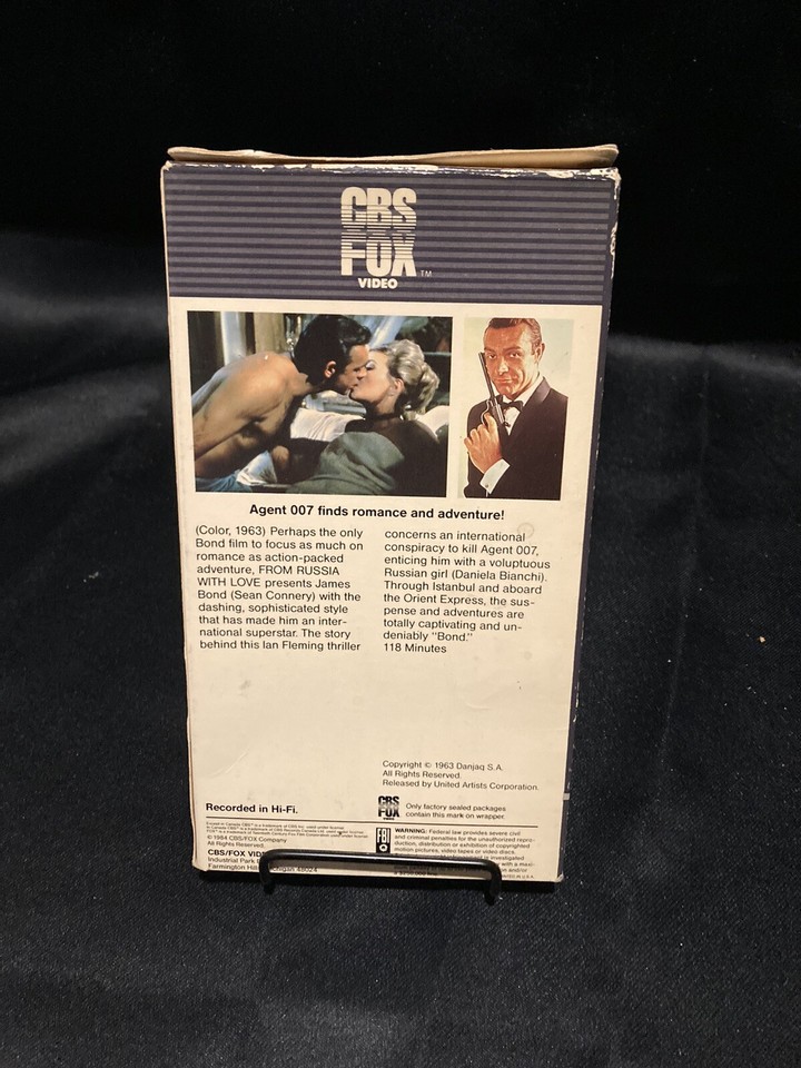 From Russia With Love James Bond (VHS, 1982) 007 CBS Fox Drawer Big Box ...