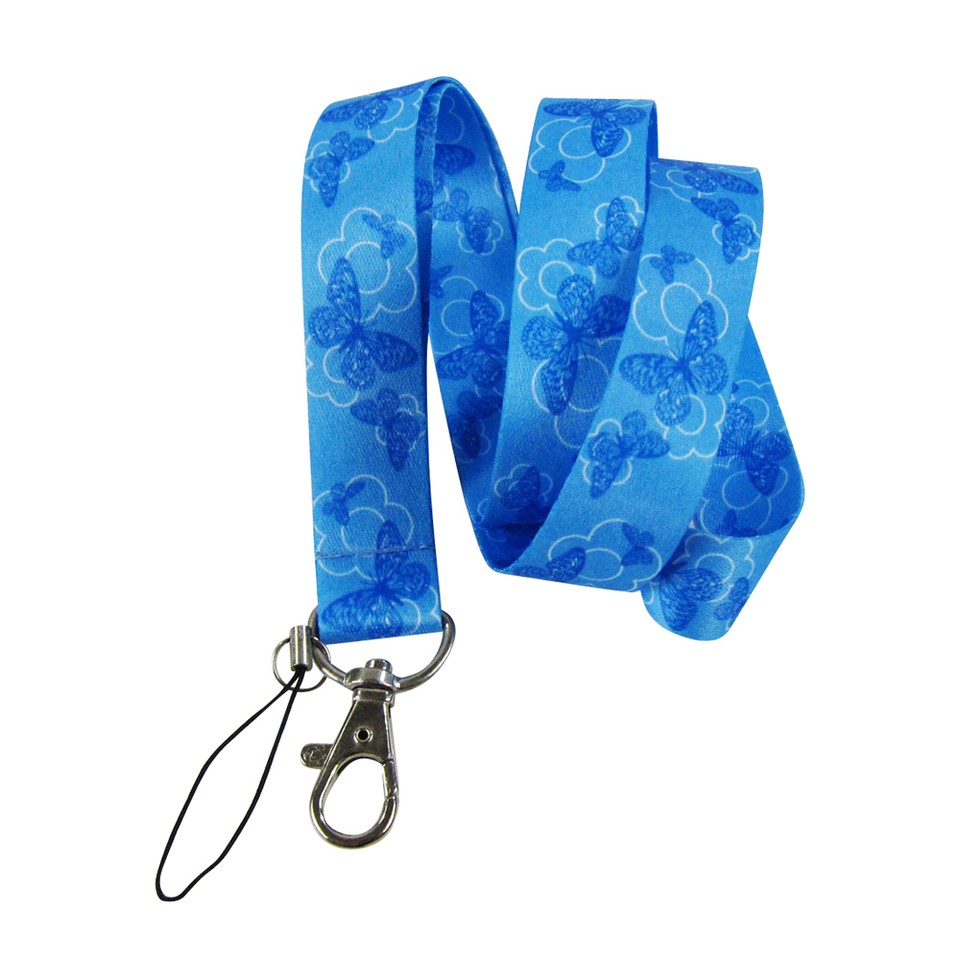 Brand New Butterfly Butterflies Blue Lanyard Key-Chain KeyChain ID ...