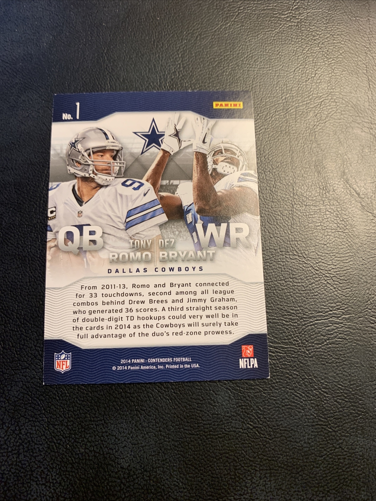 B50b #1 Tony Romo Dez Bryant Dallas Cowboys 2014 Panini touchdown ...