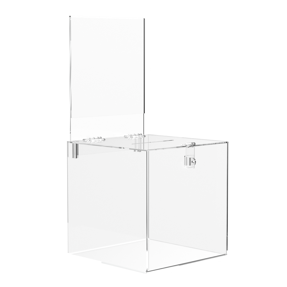 8"W Clear Acrylic Locking Ballot Box with Removable Header | eBay