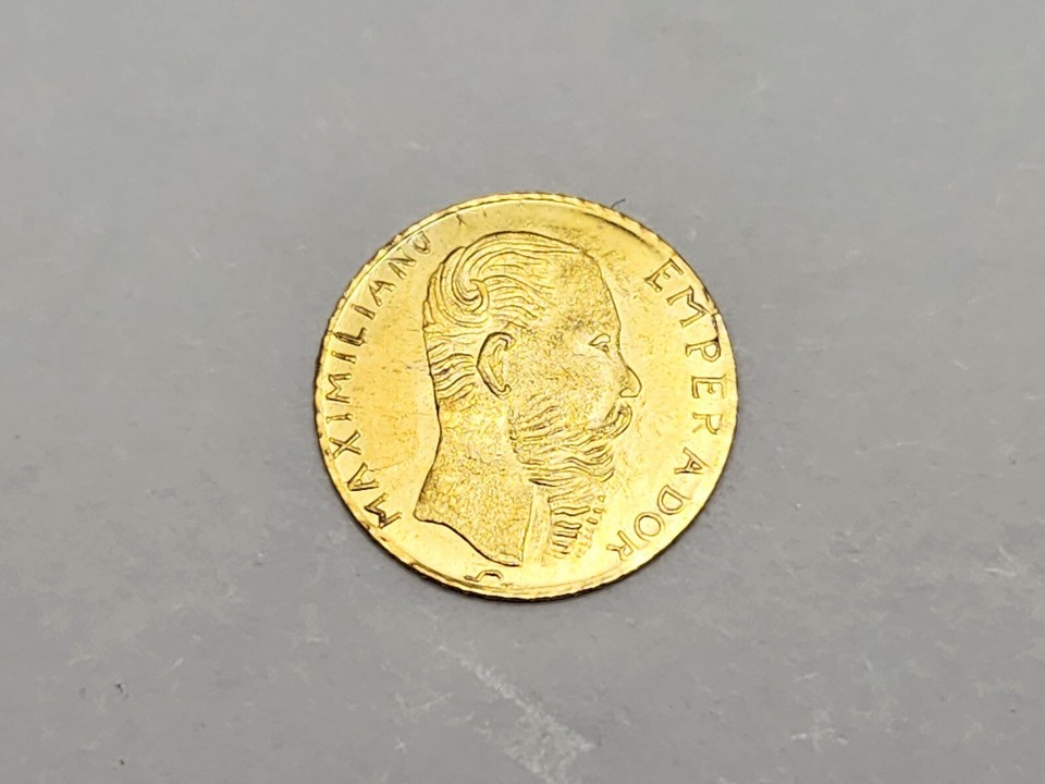 1865 Imperio Mexicano Maximiliano I de Mexico Wedding Token Small Gold ...