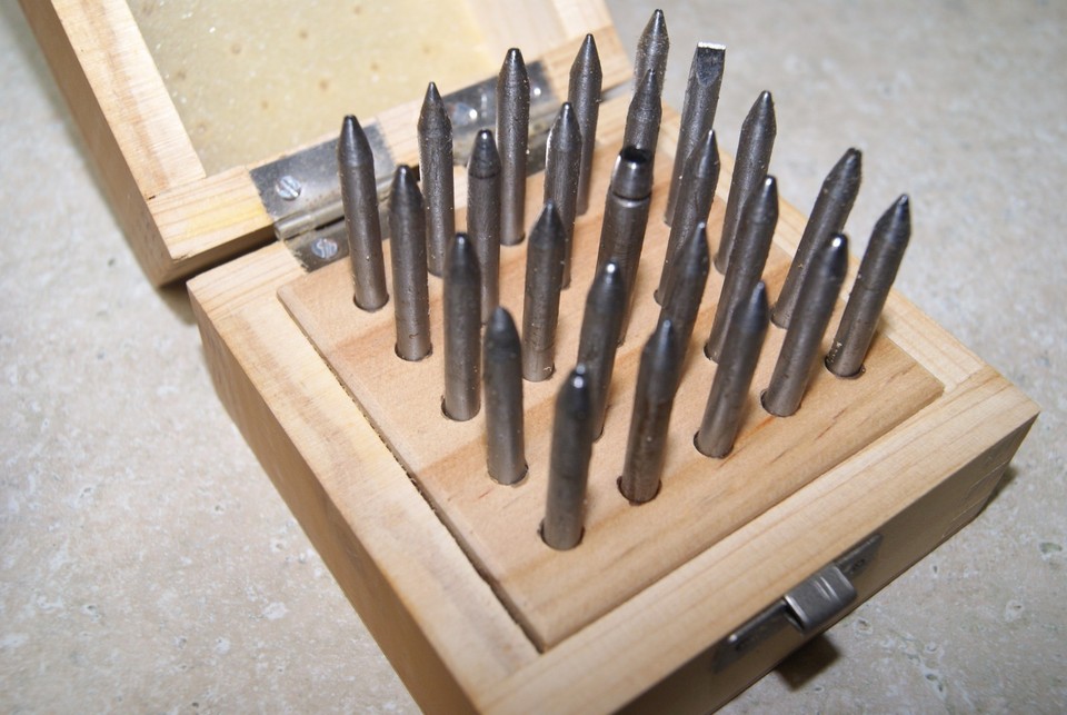 PUNCH BOX SET OF 25 PUNCHES IN WOOD CASE NEW CLOCK PARTS CLOCK TOOLS | eBay