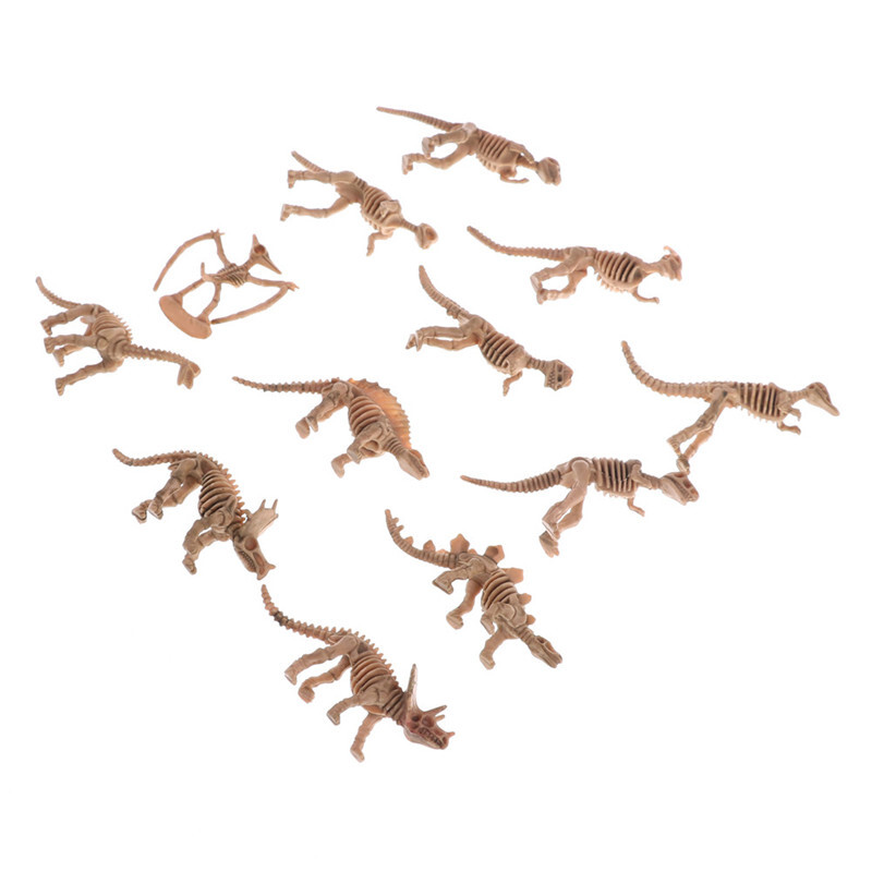 12X Various Plastic Dinosaurs Fossil Skeleton Dino Figures Kids Toy ...