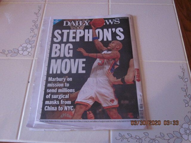 New York Daily News Monday March 30 2020 "Chow Will They Survive?" and ...