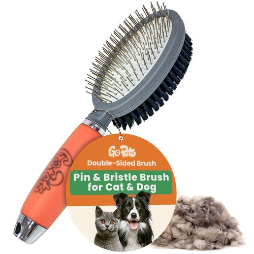 Double-Sided Pin & Bristle Brush, Dog & Cat Grooming Brush for ...