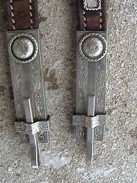 STUNNING VINTAGE SILVER ROPE EDGE BIG BUCKLES BIT CLIPS SHOW BRIDLE ...