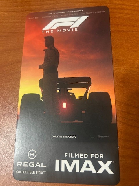 F1: The Movie IMAX Collectible Card Movie Ticket Regal Rewards Limited ...