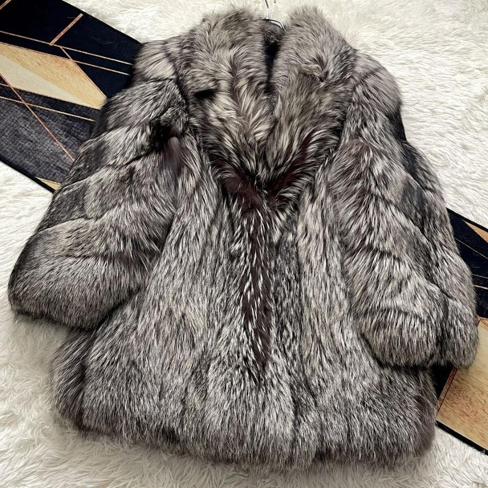 Royal Saga Fox Silver Fur Coat XL Real Fox Fur AB Condition | eBay UK