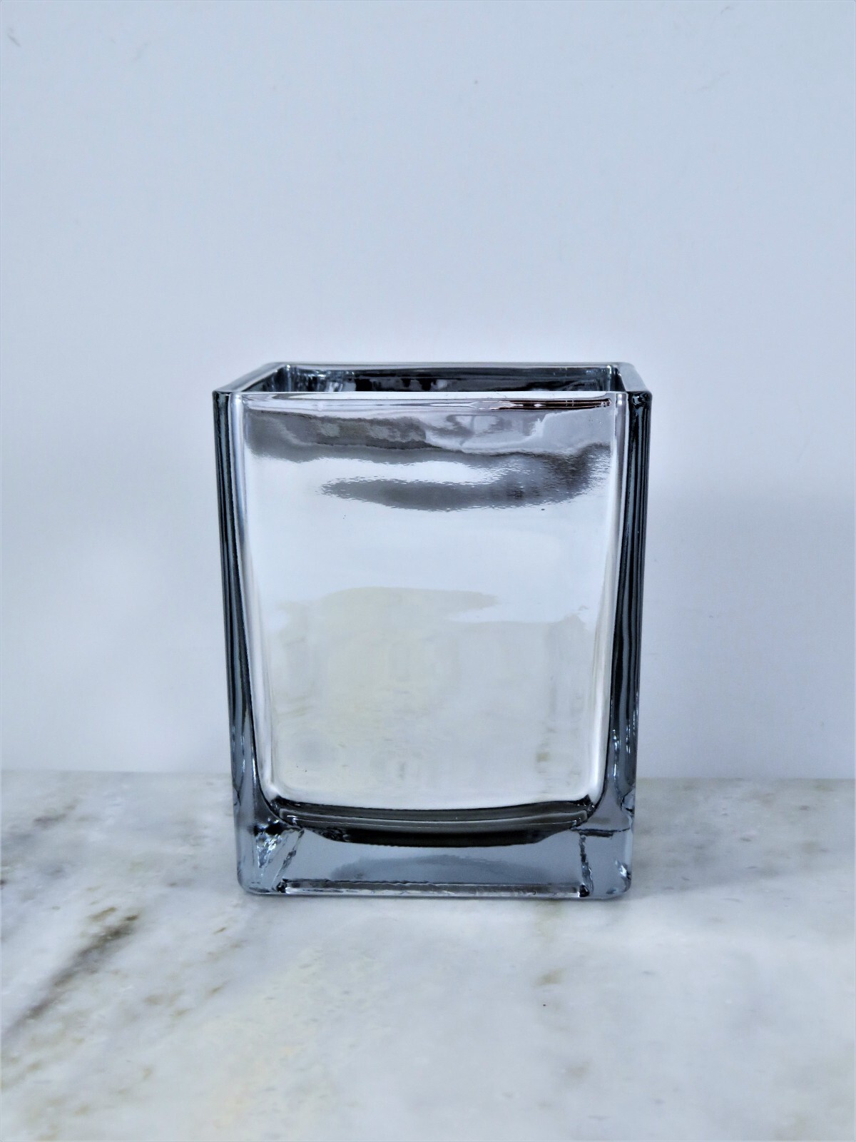 Silver Reflective Glass Cube Vase Sommerso Style 4.75 In High X 3.75 In ...