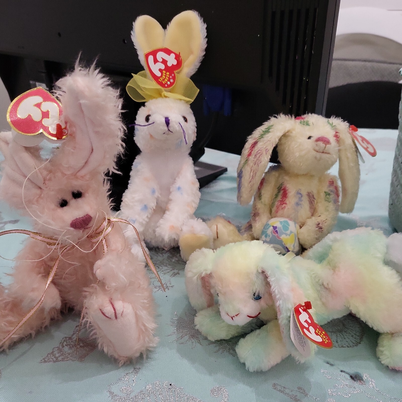 Ty Beanie Baby Rabbit Bunnies Lot Of 4 Carrots Cottonball Blush Georgia ...