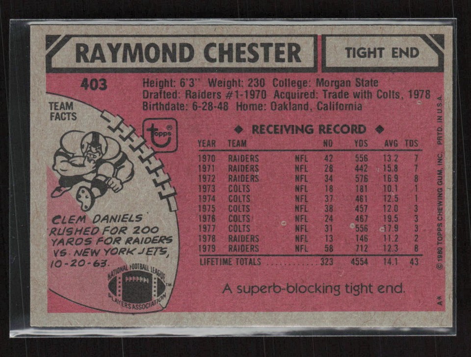 1980 Topps #403 Raymond Chester EX/NM | eBay