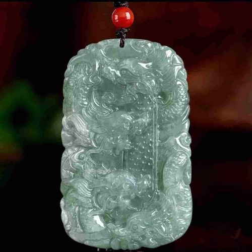 Chinese Antique Natural Jade Carving Nine Dragon Protector Necklace ...
