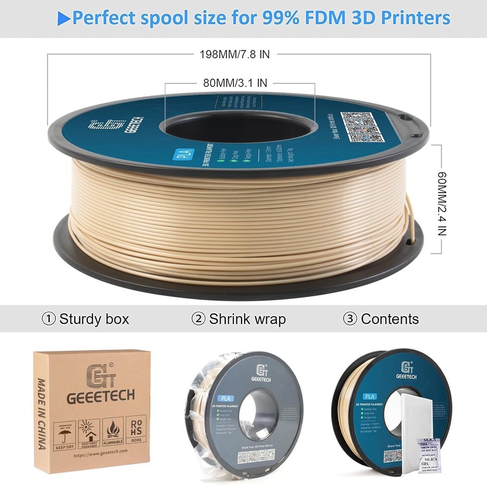 1KG/Roll Geeetech 3D Printer Filament PLA Bone White 1.75mm Neatly ...