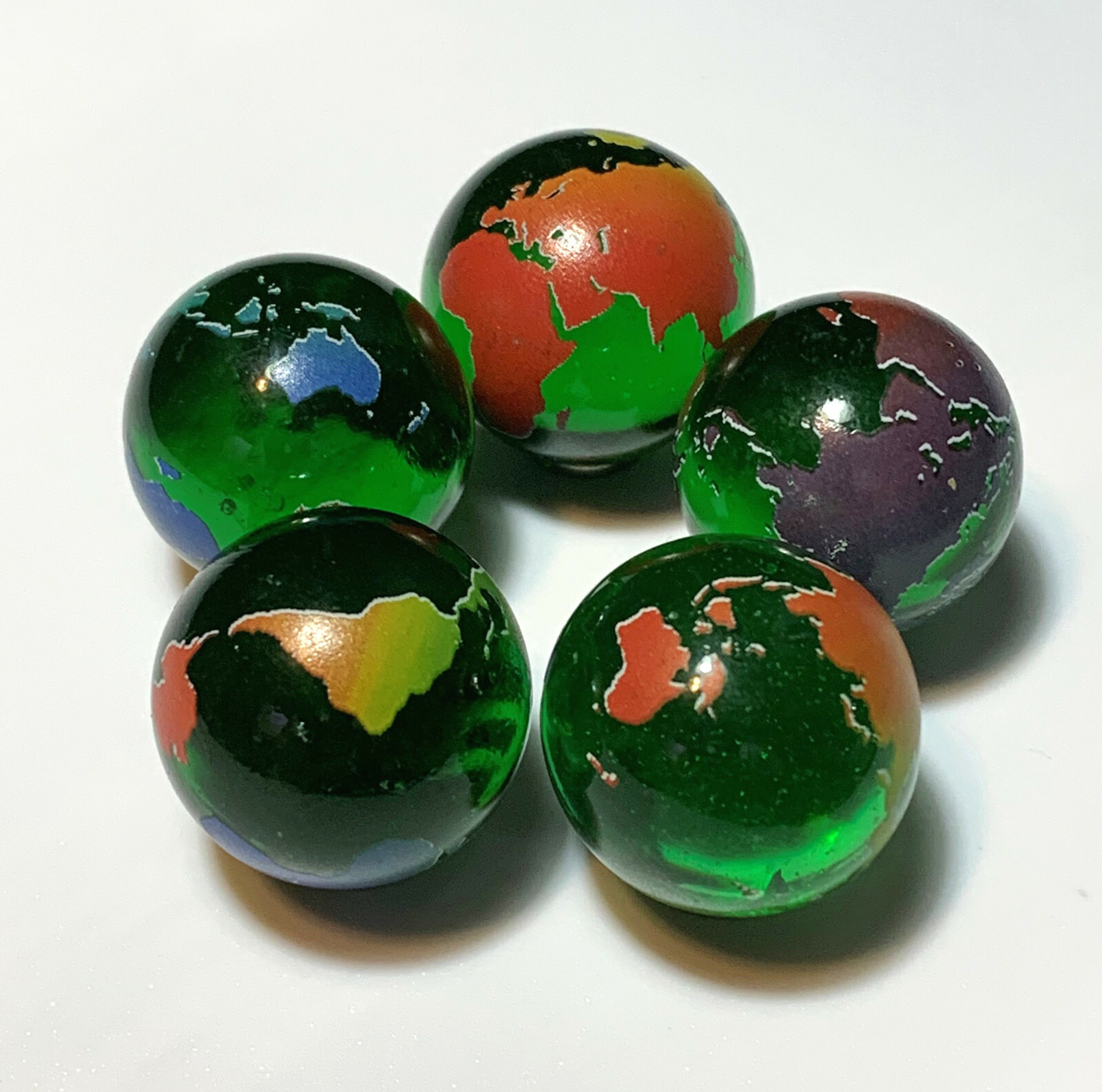 22mm Rainbow Earth Marbles w Multi Colored Land Pack of 5 Choice of ...