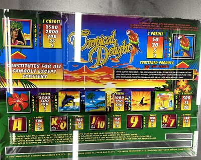 “Tropical Delight” Aristocrat Leisure Industries Slot Machine Glass | eBay