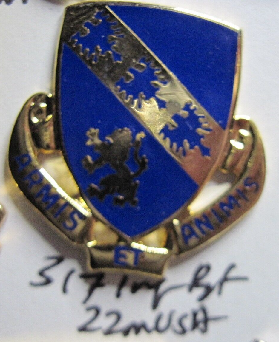 ARMY crest DUI DI CB clutchback 317th INFANTRY REGIMENT inf rgt 22m USA ...