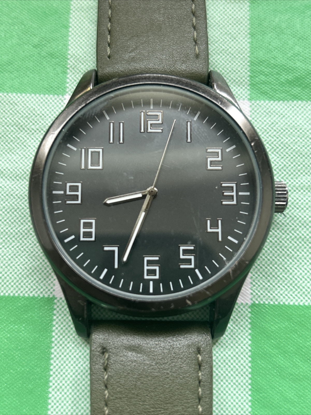 Men’s Black Dial Easy Read Olive Green Band Quartz Wa… - Gem