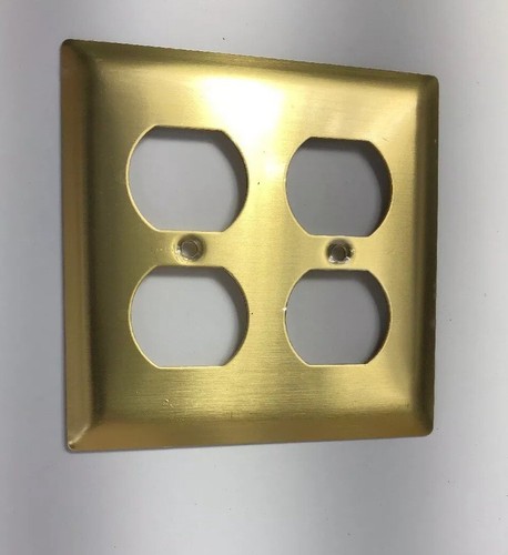 P&S Smooth Polished Brass Standard 2G Duplex Receptacle Wall Plate ...