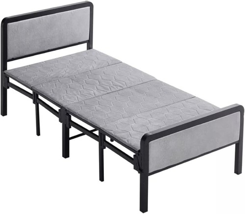 Foldable Bed Premium Grey Single Guest Beds, Single Folding Bed | eBay UK