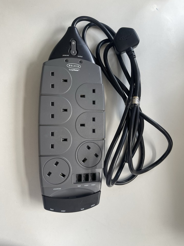 Belkin SurgeMaster 7 plug Extension Lead power surge Protector 3m ...