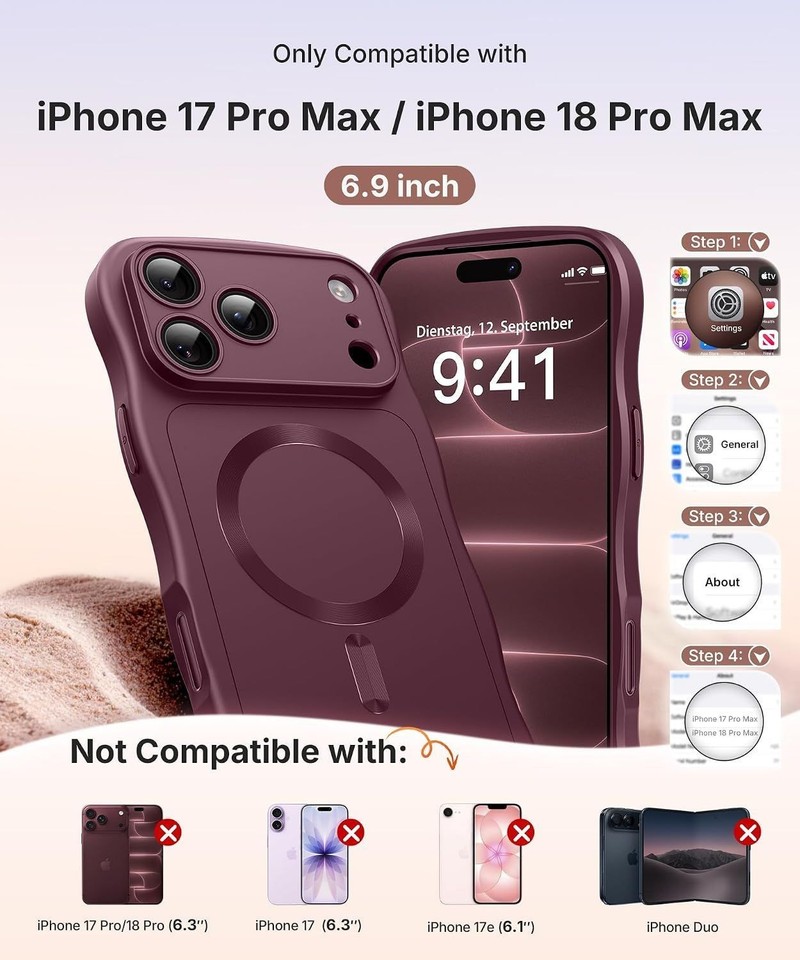 Magnetic Case for iPhone 18 Pro Max, iPhone 17 Pro Max, Wave | eBay UK
