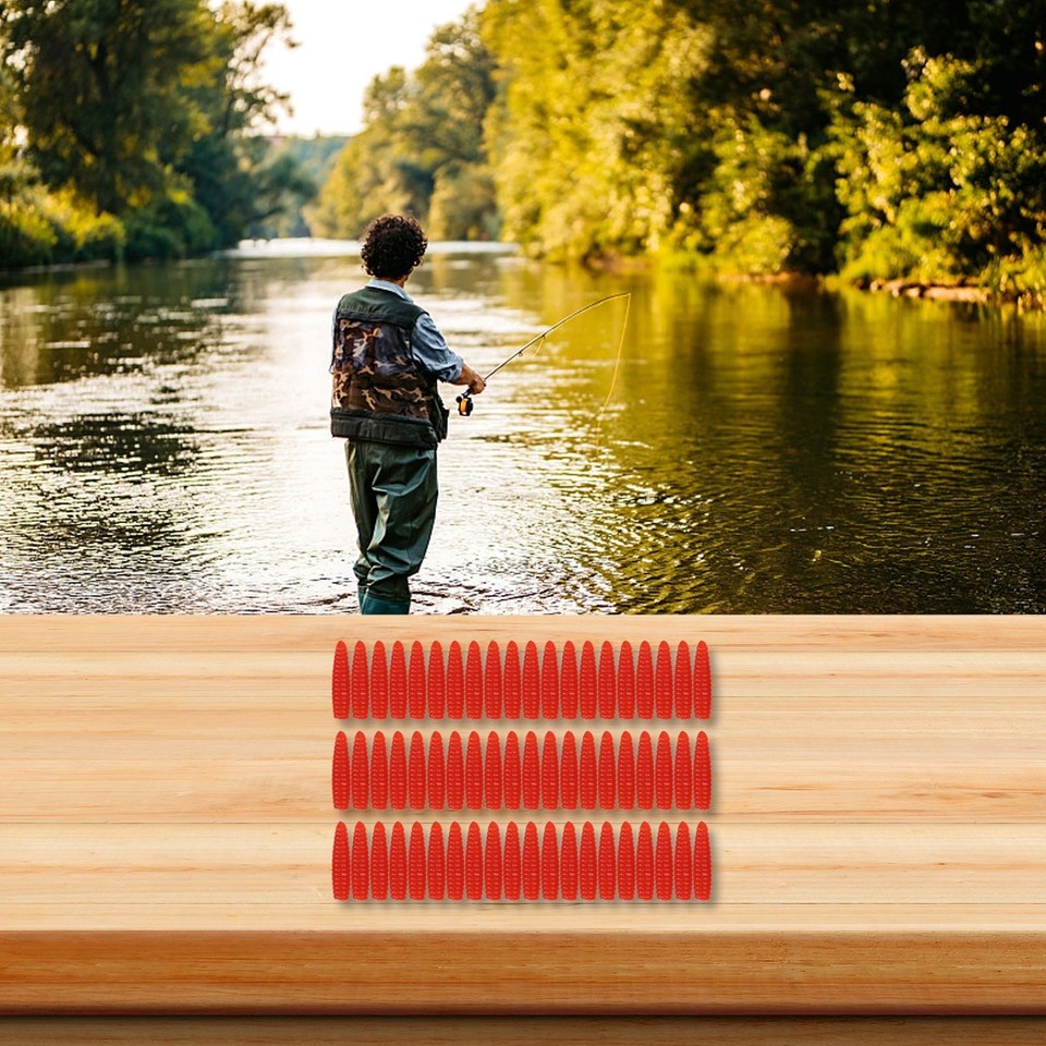 60pcs Red Rubber Worm Bait Set for Fishing Ideal for Predatory Species ...