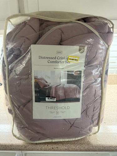 3pc King Luxe Distressed Crinkle Velvet Comforter and Sham Set Mauve ...