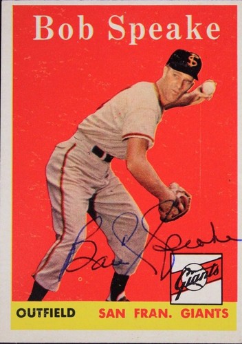 Bob Speake Giants Autographed 1958 Topps #437 Signed Card JSA Authentic ...
