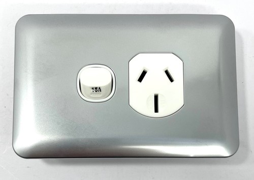 15 Amp Single power point SGPO Wafer Slim Line Silver Cover Up Market ...